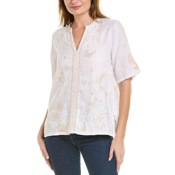 Johnny Was | Tops | Johnny Was Womens Noah Easy Vneck Linen Top White ...